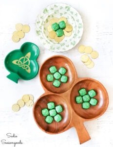 Shamrock Decor from Vintage Wooden Bowls