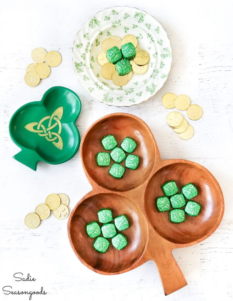 Shamrock Decor from Vintage Wooden Bowls