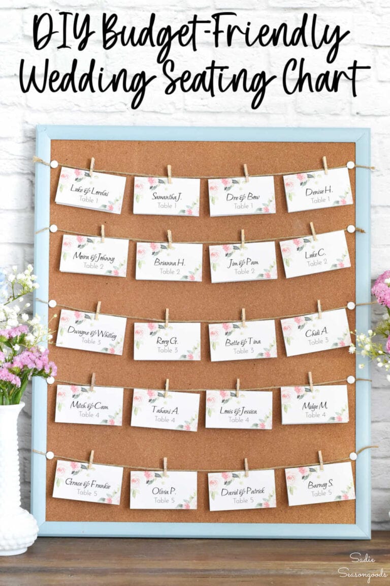 Rustic Wedding Seating Chart from a Thrift Store Cork Board