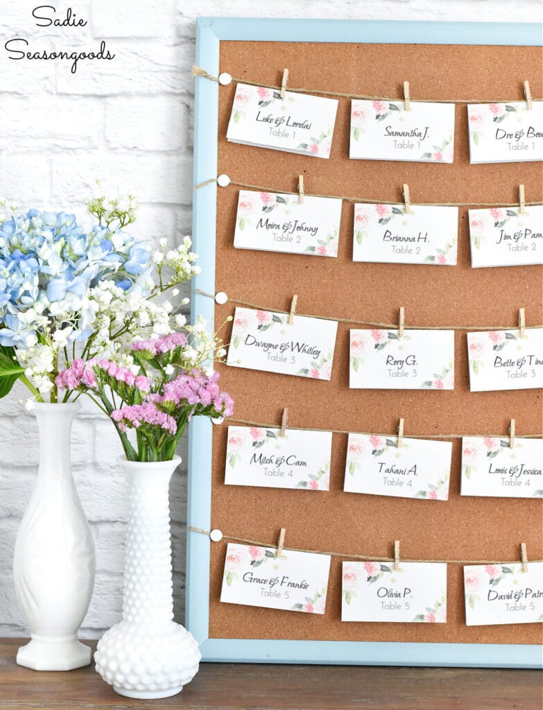 Rustic Wedding Seating Chart from a Thrift Store Cork Board