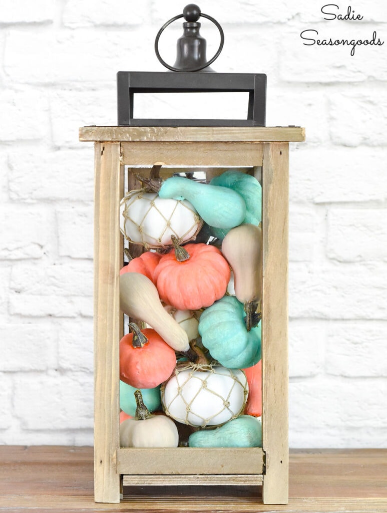 Coastal Fall Decor with Fishing Net Pumpkins