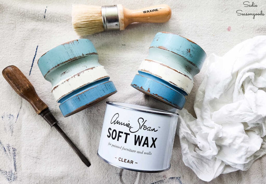 Pillar Candle Holders with Major Coastal Vibes (Thrift Store "After")