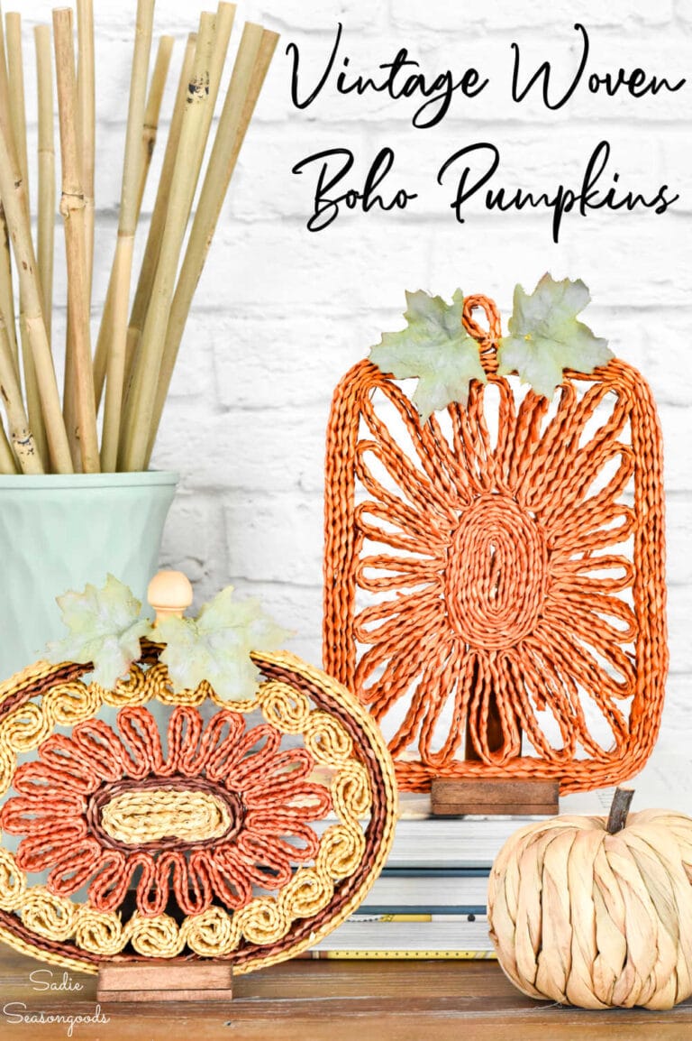 Pumpkin Decor from Straw Trivets for Boho Fall Decor