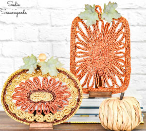 Pumpkin Decor from Straw Trivets for Boho Fall Decor