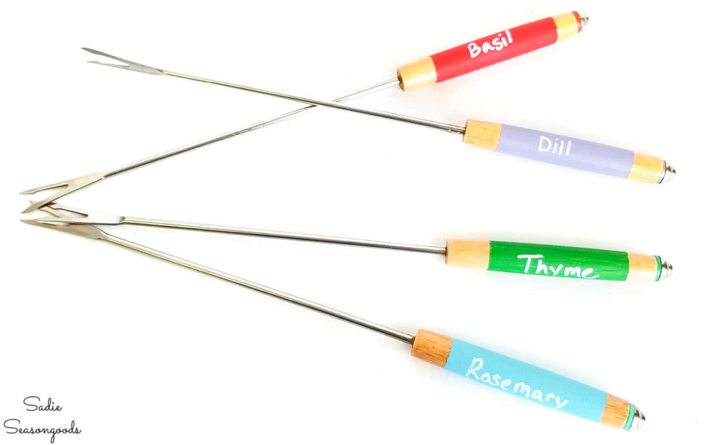 Fondue Forks as Plant Labels for a Touch of Garden Whimsy