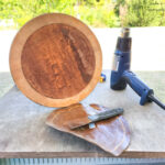 Fixing Up a Small Round Side Table with a Vintage Brass Tray