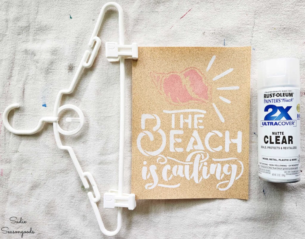 Stenciling on Sandpaper to Make Framed Coastal Wall Art