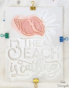 Stenciling on Sandpaper to Make Framed Coastal Wall Art