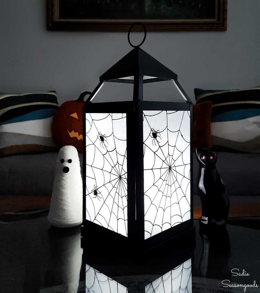 Making a Spooky Lantern and Spider Web Decor for Halloween