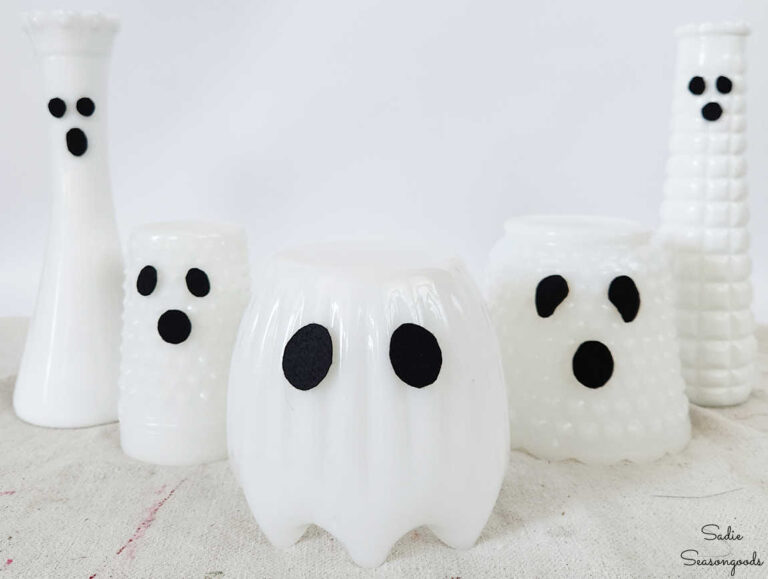 Milk Glass Vases as Halloween Ghosts: A 5-Minute Craft Project