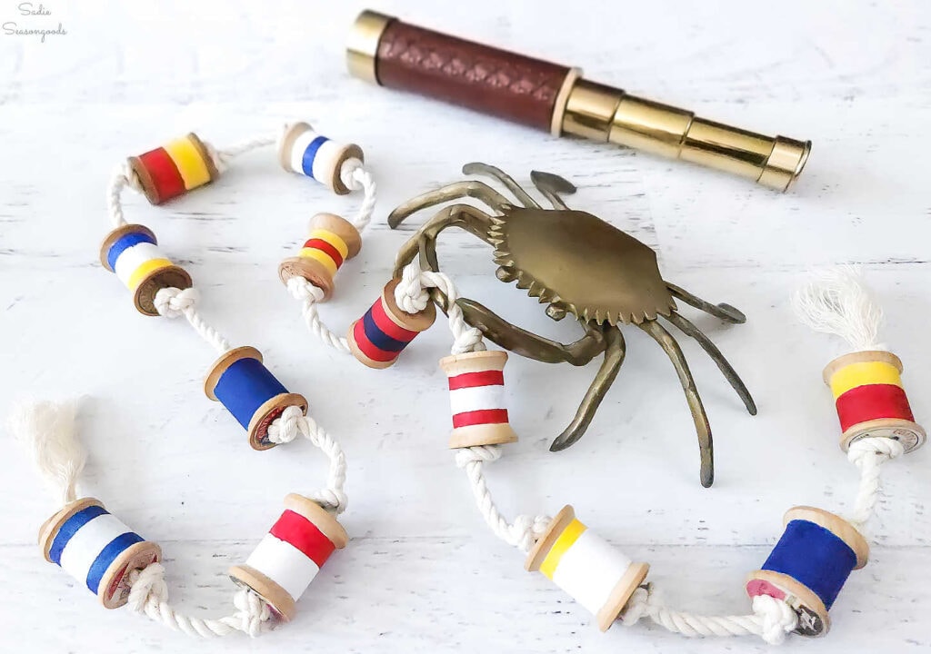 Upcycling Wooden Spools into a Nautical Style Summer Garland