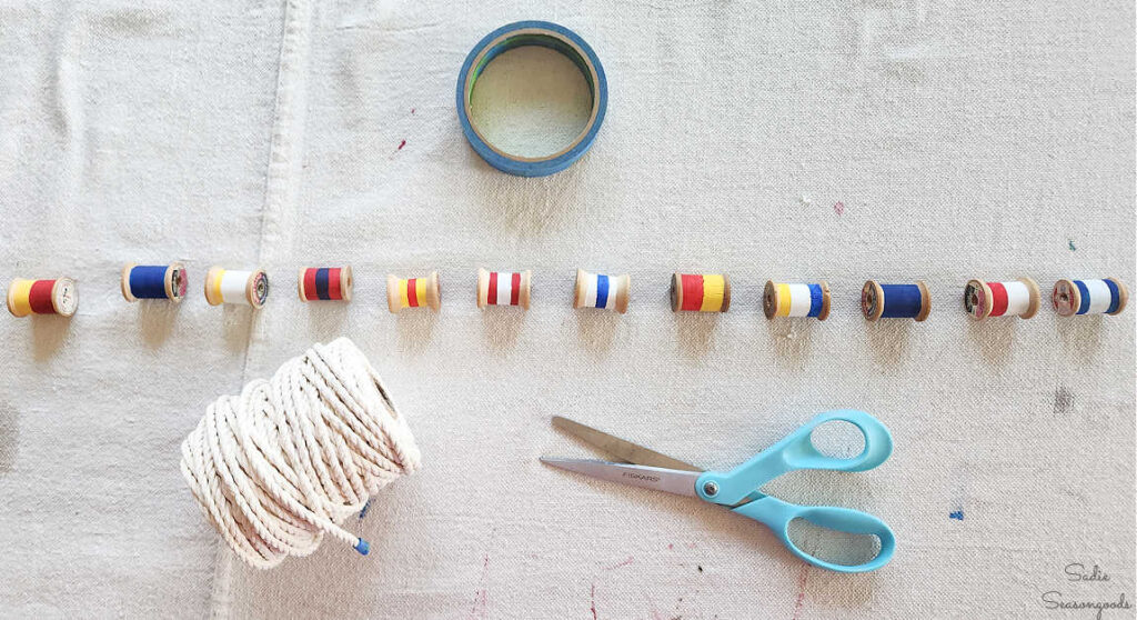 Upcycling Wooden Spools into a Nautical Style Summer Garland